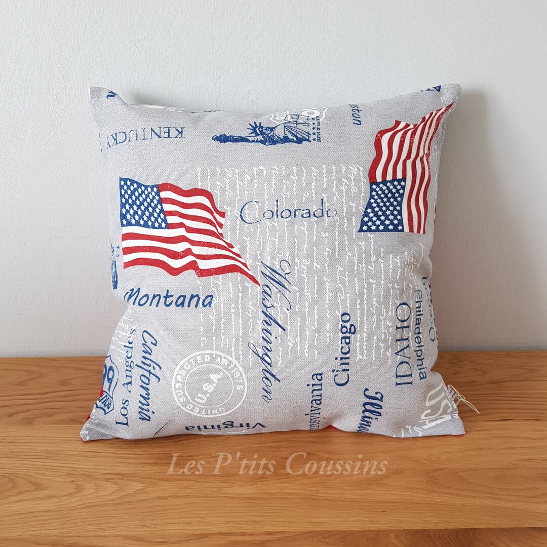 Housse de coussin motifs du drapeau américain, coussin déco américaine ...