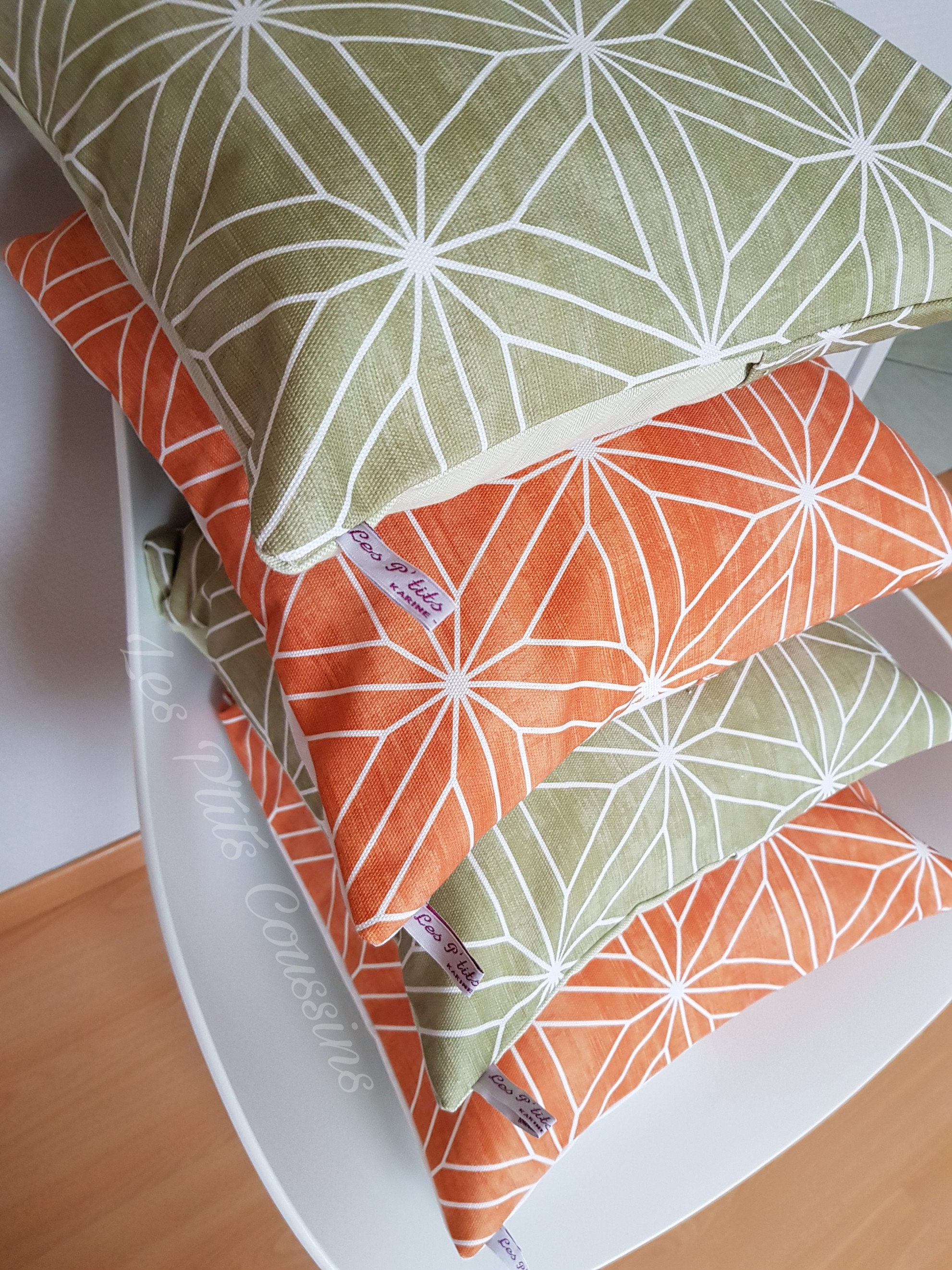 Cushion Covers With Geometric Designs in Multicolour and Green | Etsy