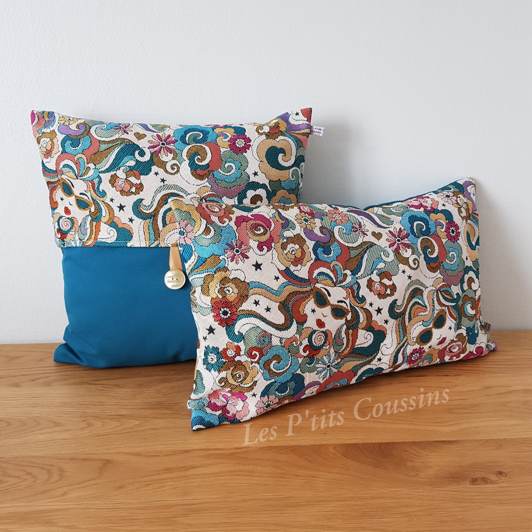 Decorative Cushion Cover With Vintage Geometric Patterns, Colorful ...