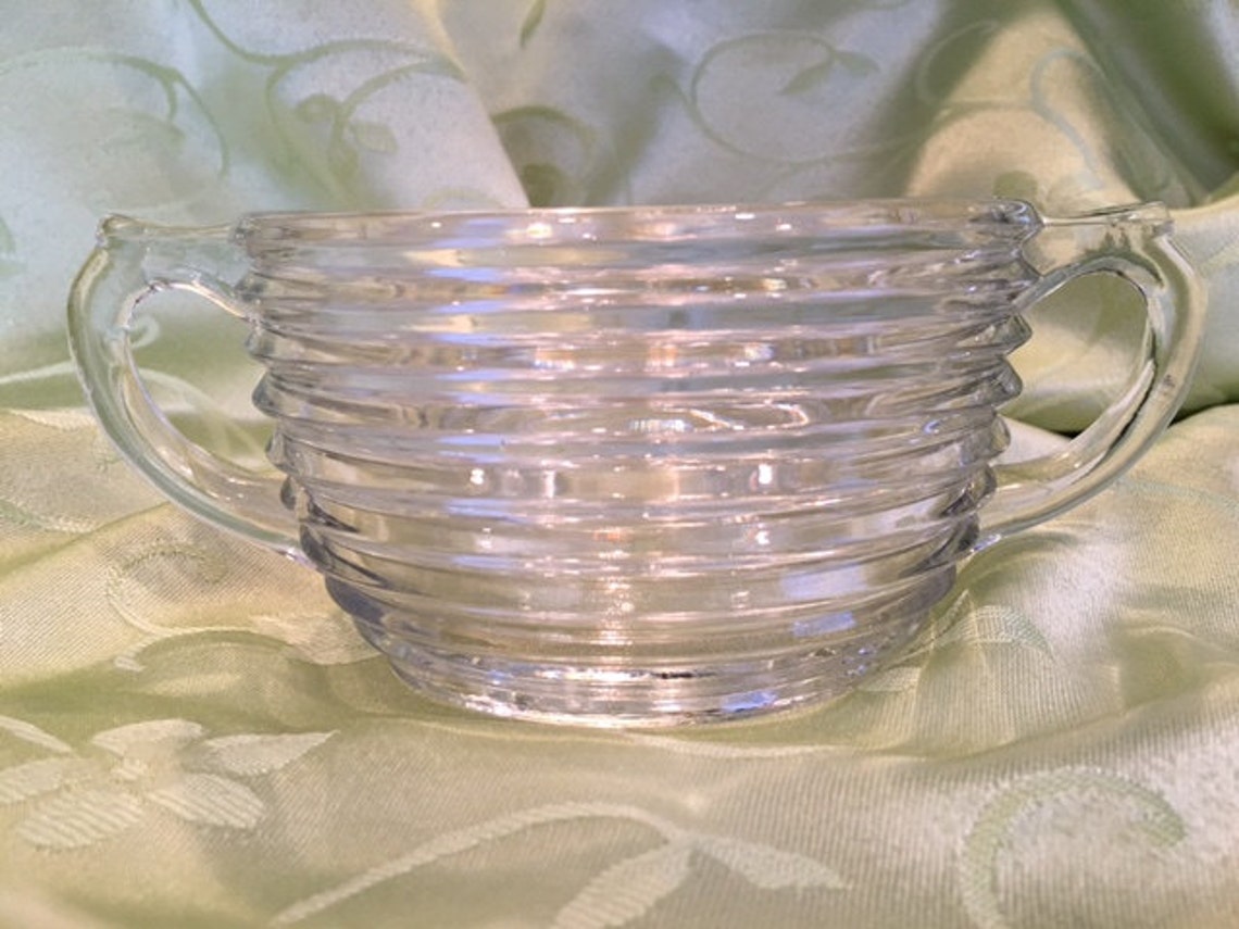Anchor Hocking Depression Glass Manhattan Pattern Vintage Sugar Bowl - Etsy