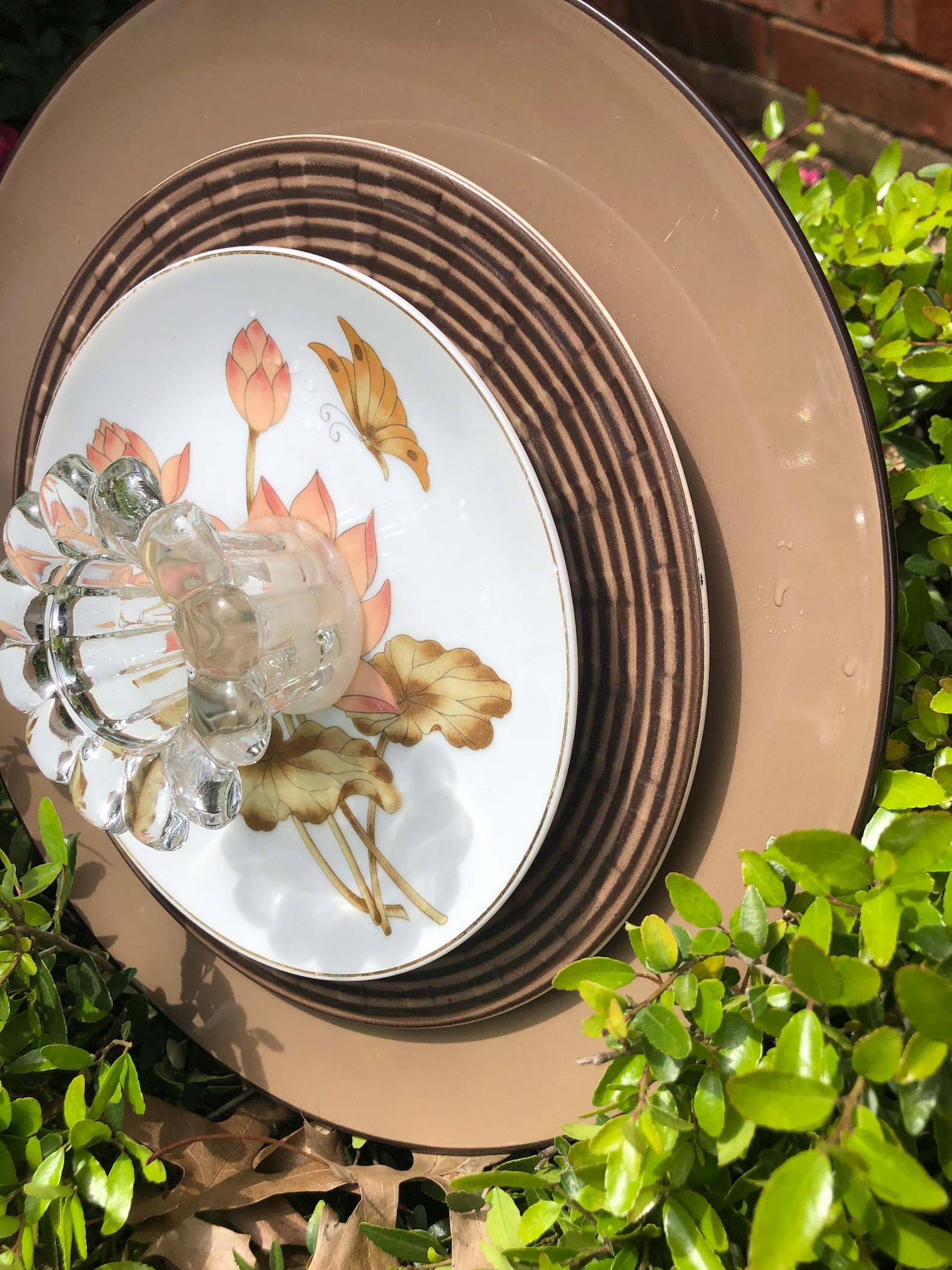 Repurposed Glass Plate Flower Glass Garden Art Plate Flower Sun Catcher ...