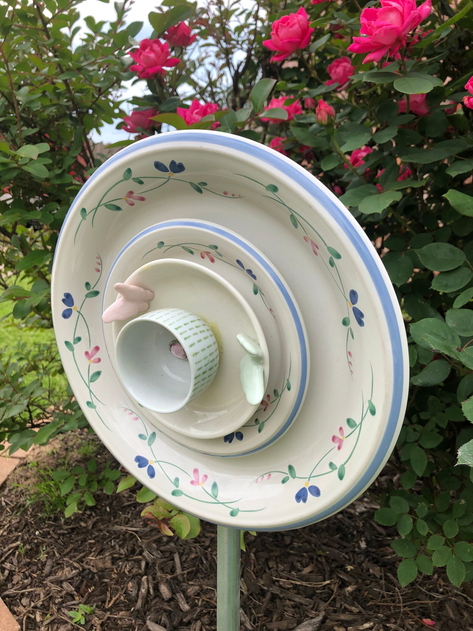 Repurposed Glass Plate Flowerglass Garden Art Flower Plate - Etsy