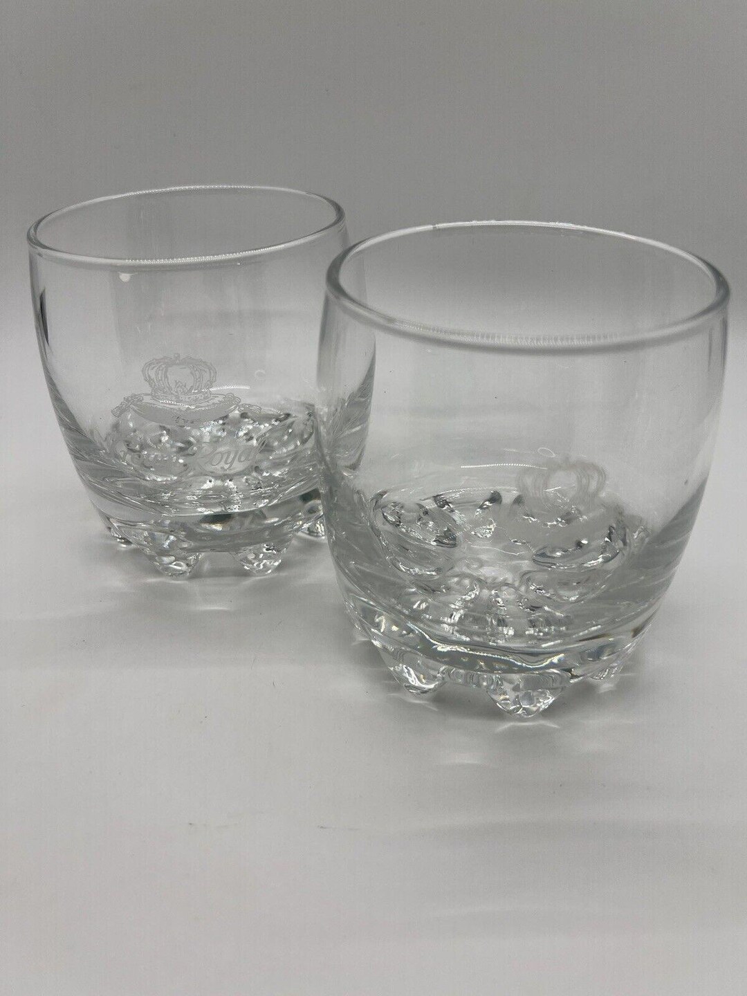 Crown Royal Rocks Glasses Etched Glass 8 Oz. Italy Set of 2 Low Balls ...