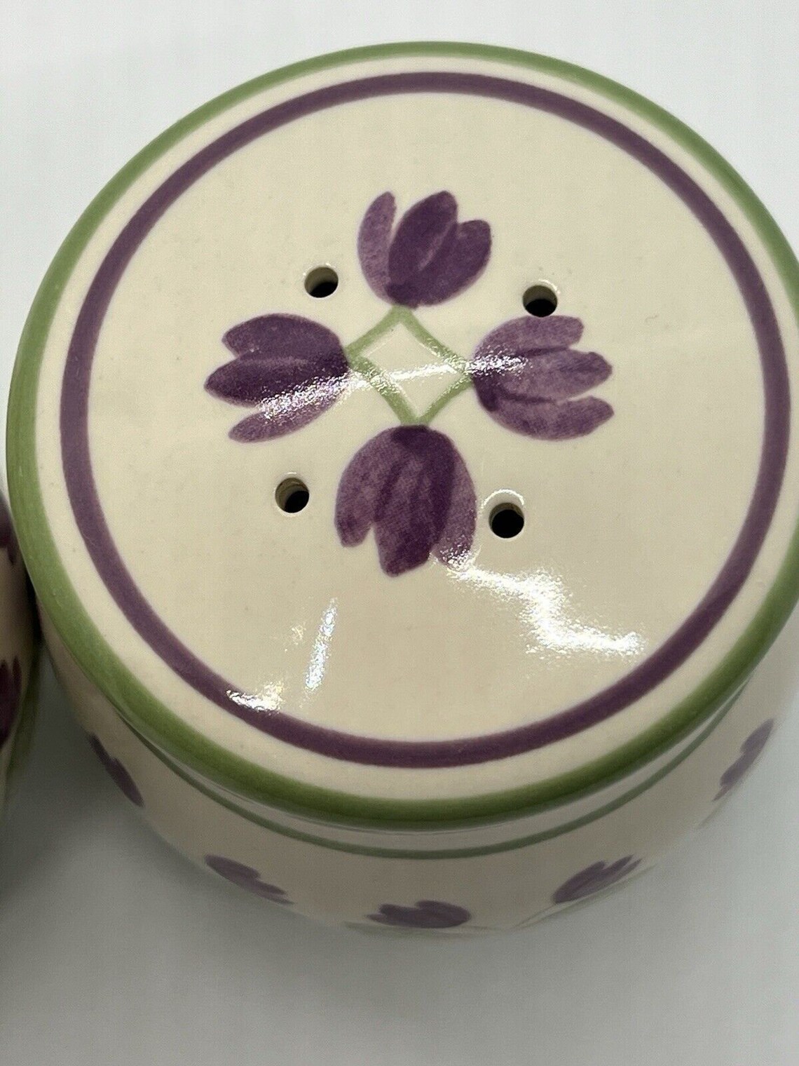 Pfaltzgraff Circle of Kindness Salt & Pepper Shakers Purple Flowers ...