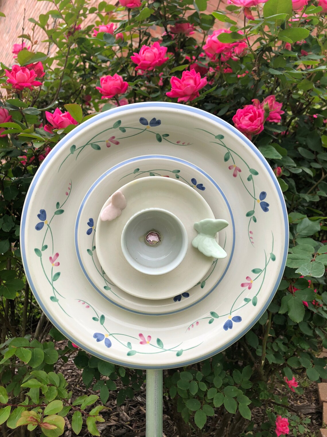 Repurposed Glass Plate Flowerglass Garden Art Flower Plate - Etsy