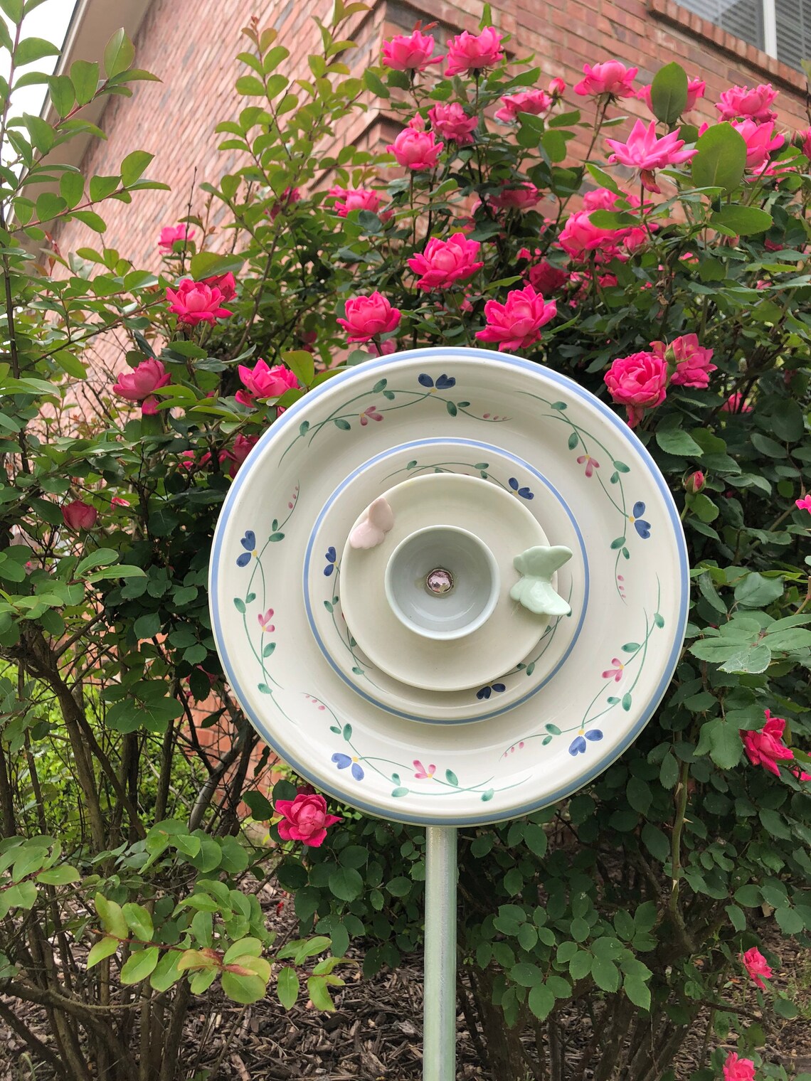 Repurposed Glass Plate Flowerglass Garden Art Flower Plate - Etsy