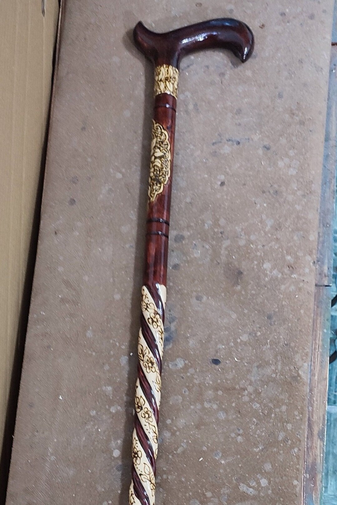 Handmade Cranberry Wood Orthopedic Flower Embroidered Walking Stick - Etsy