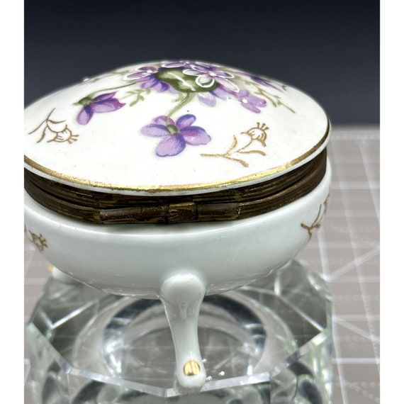 Vintage Footed Porcelain Forget Me Not Trinket Box si… - Gem