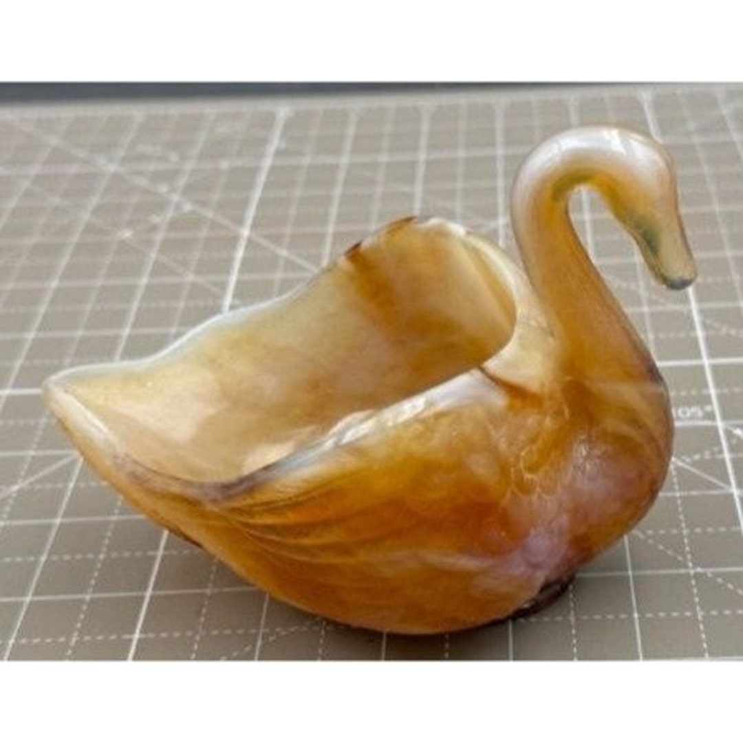 Mid Century Modern Imperial Glass Root Beer Swirl Swan Candy Dish - Etsy