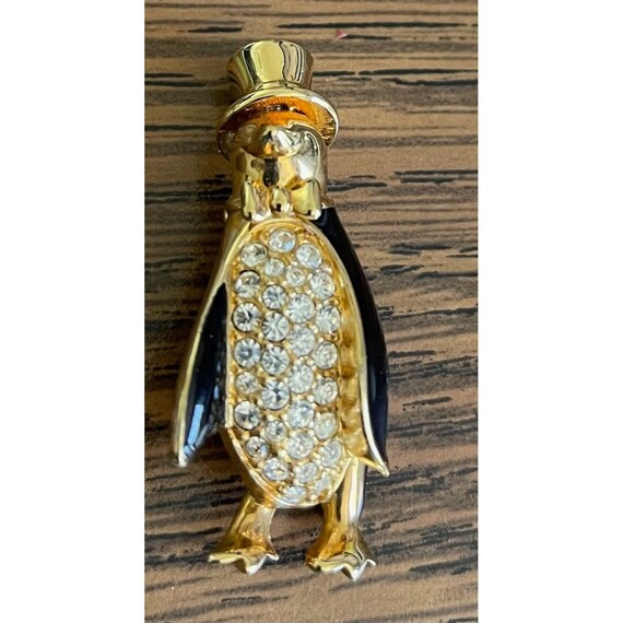 Swarovski Gold Tone Penguin Brooch with Swarovski Cry… - Gem