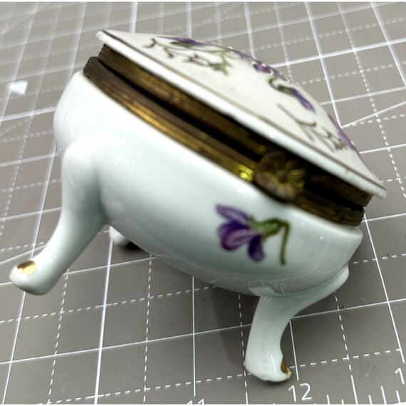 Vintage Footed Porcelain Forget Me Not Trinket Box si… - Gem