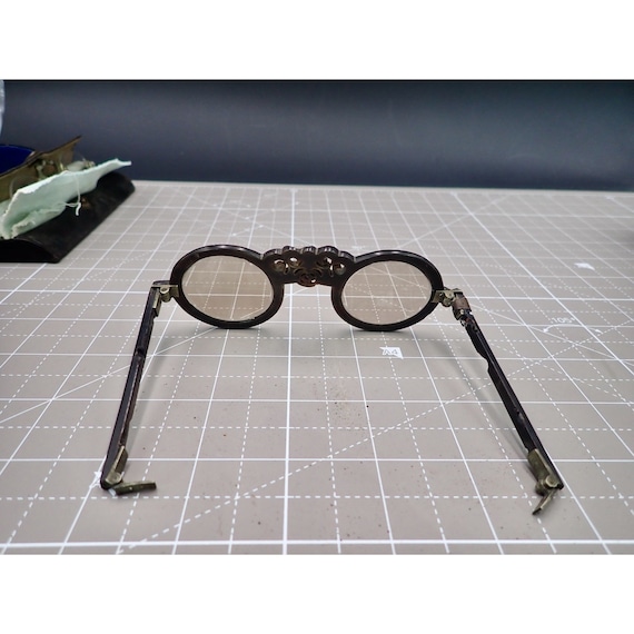 Vintage Chinese Eyeglasses Horn or Resin Carved Rims … - Gem