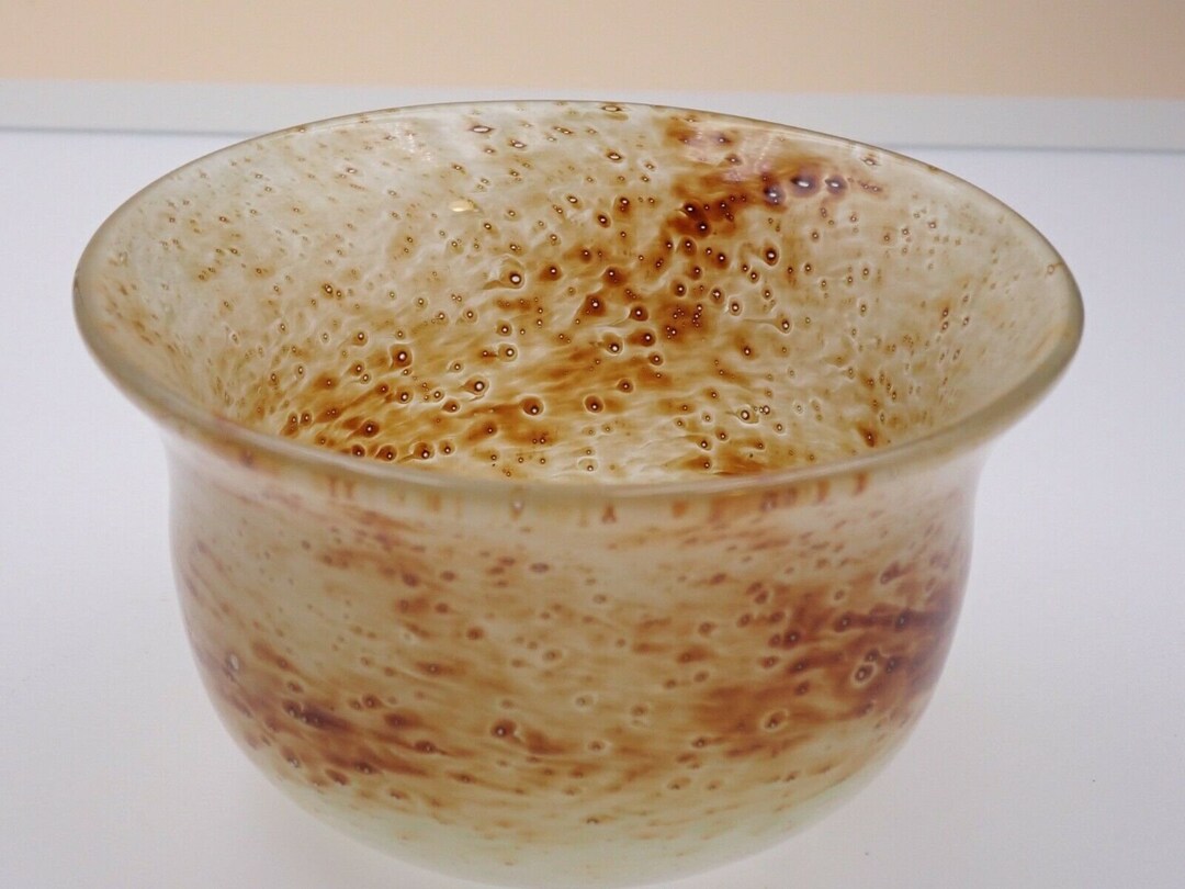 Tea Colored Splatter Art Glass Small Bowl Signed - Etsy