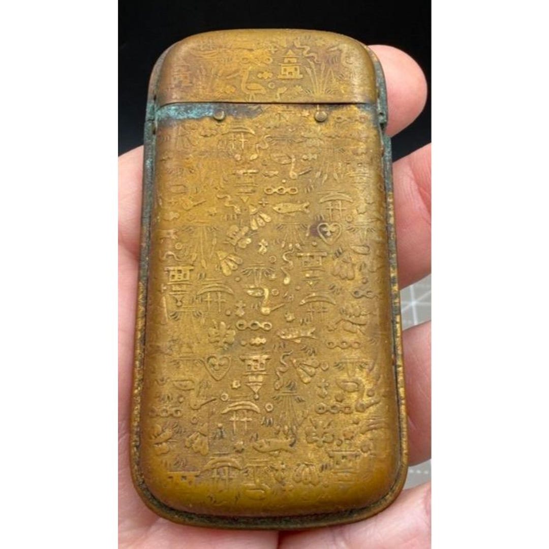 Antique Match Safe Vesta Brass Etched Asian Symbol Design 1897 - Etsy