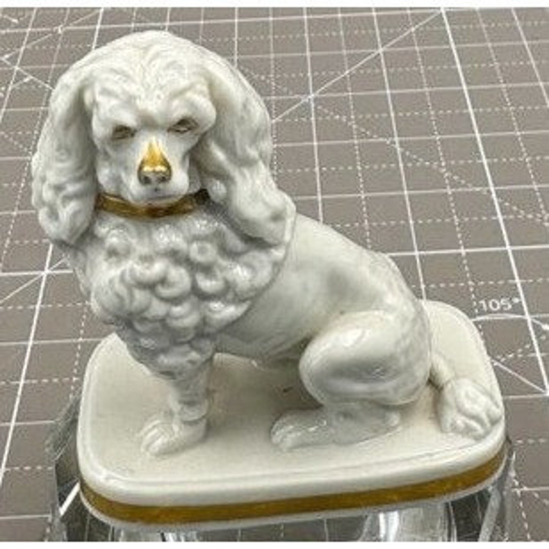 Vintage Staffordshire Porcelain Poodle Rectangle Base Gold Leaf - Etsy