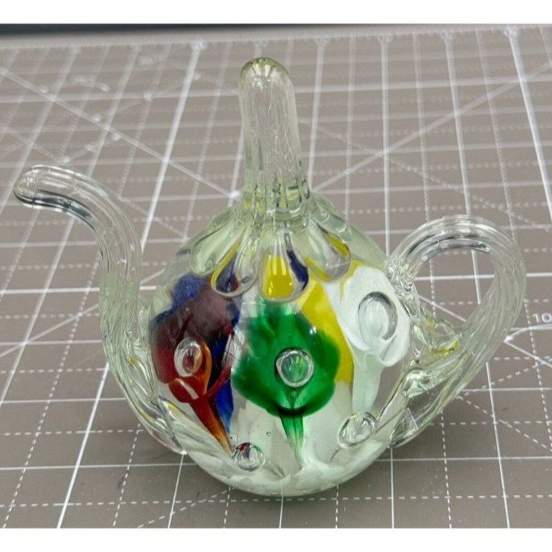 Joe St. Clair Glass Teapot Paperweight Spring Flower Designs - Etsy