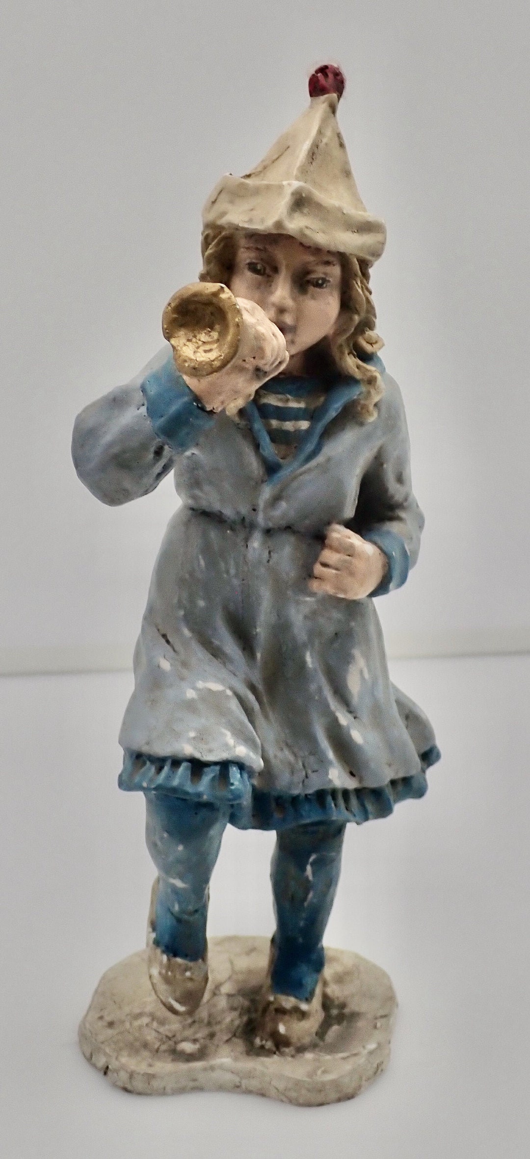 Possibly Paper Mache Girl Figure Blowing Trumpet Looks Really Old - Etsy