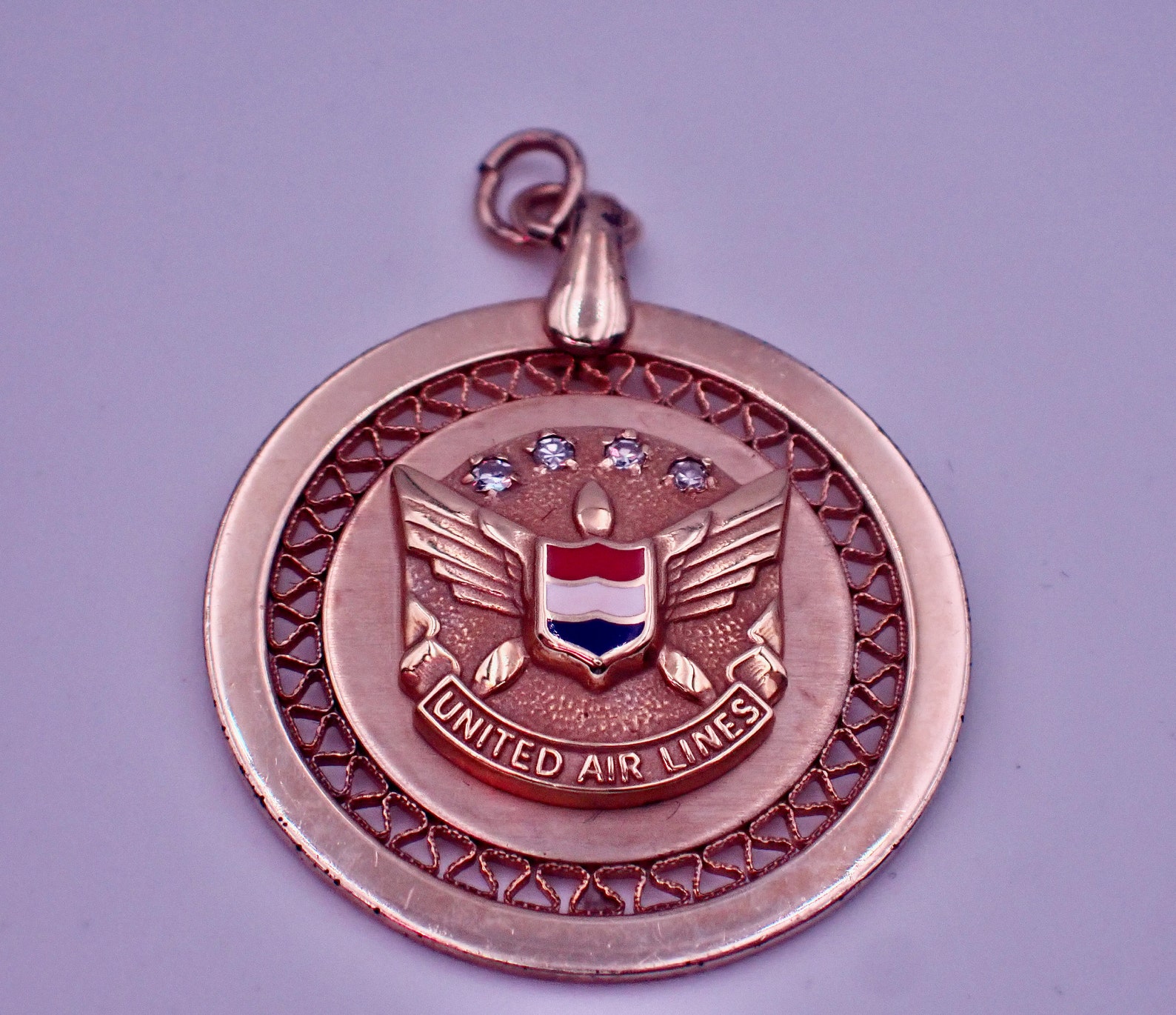 Vintage United Airlines 12K Gold Filled Service Award Pendant | Etsy