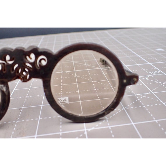 Vintage Chinese Eyeglasses Horn or Resin Carved Rims … - Gem