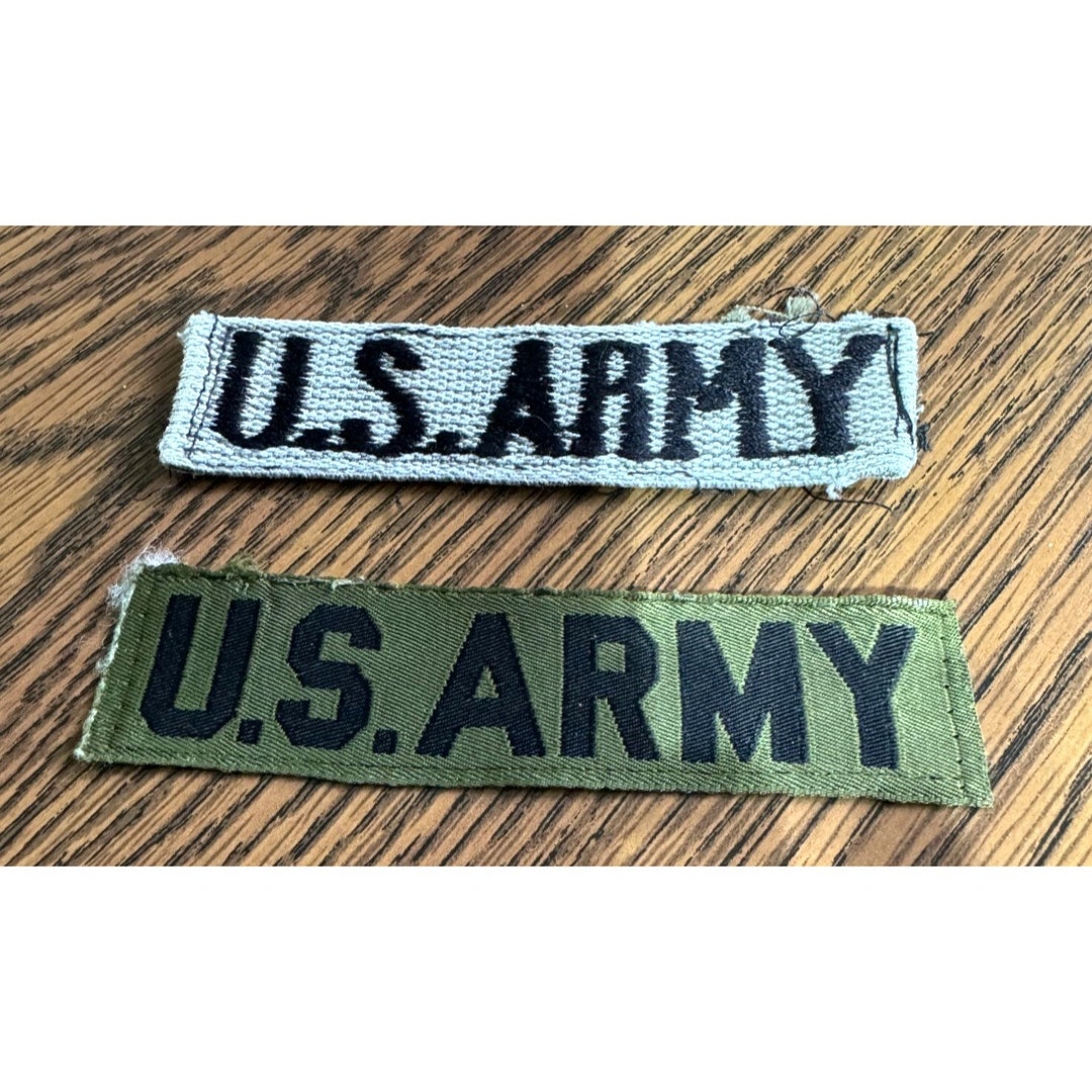 Set of US Army Set Patches Green Silk Other White Thick Muslin Material ...