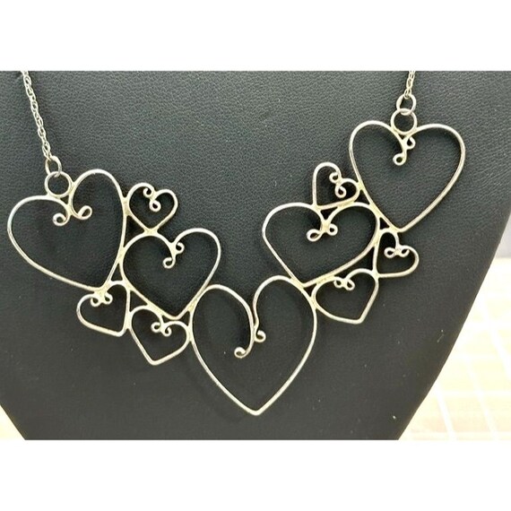1920's Sterling Artisan Multiple Heart Pendant Neckla… - Gem