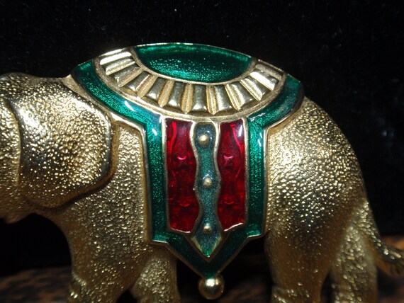 Monet Enamel Elephant Brooch - Gem