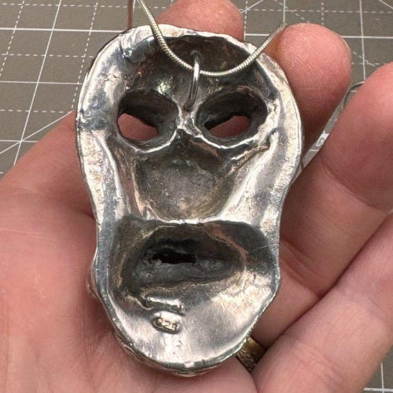 Solid Sterling Silver Immortal Spooky Mask Handcrafte… - Gem
