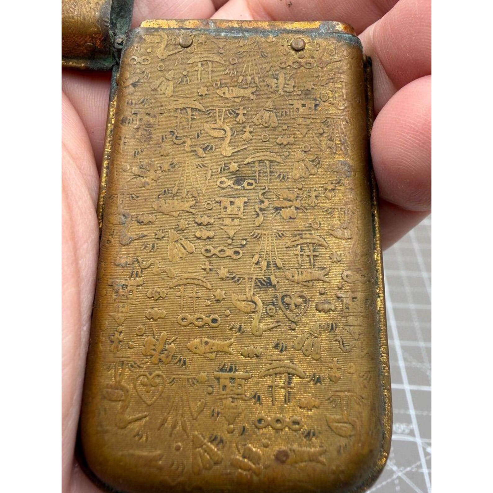 Antique Match Safe Vesta Brass Etched Asian Symbol Design 1897 - Etsy