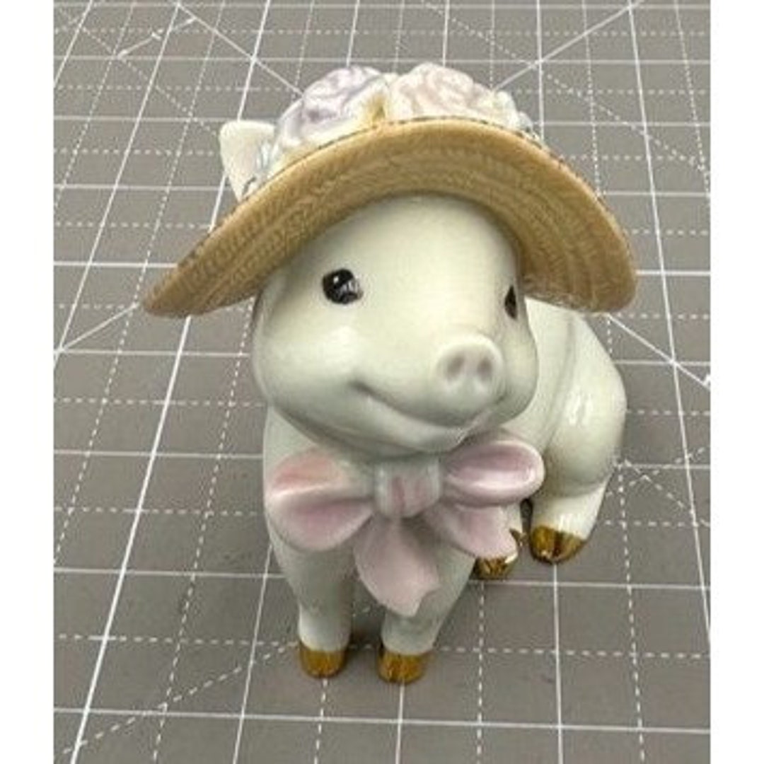 Lenox Sitting Pig With Easter Bonnet Figurine Sadies Sunday Best - Etsy