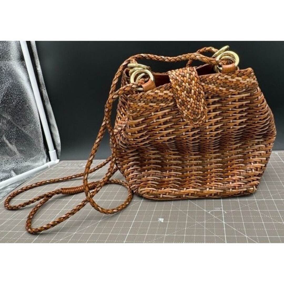 Vintage CEM Italian Woven Leather Shoulder Handbag Purse With Matching ...