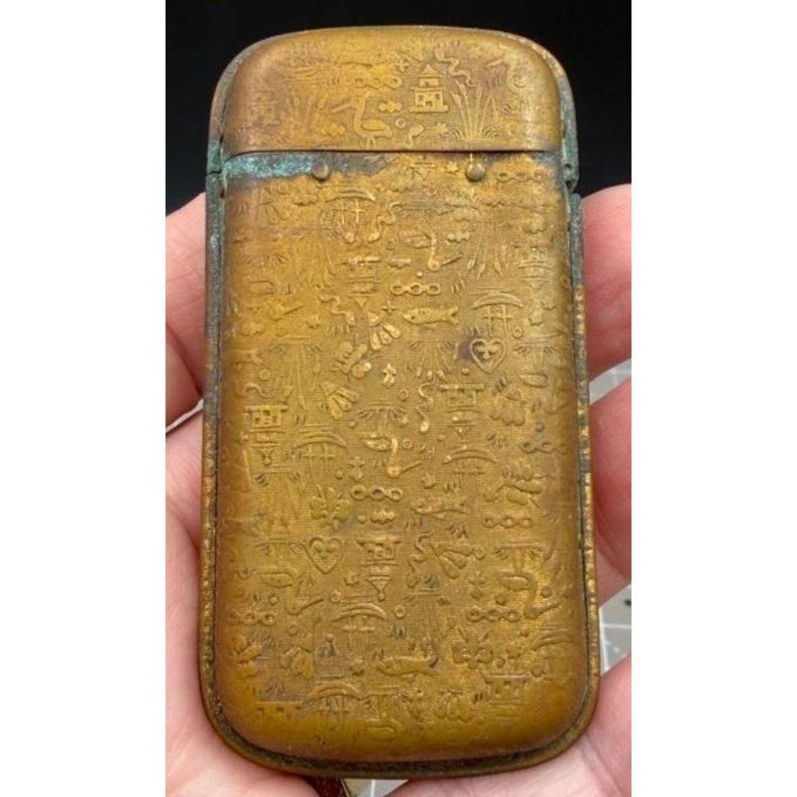 Antique Match Safe Vesta Brass Etched Asian Symbol Design 1897 - Etsy