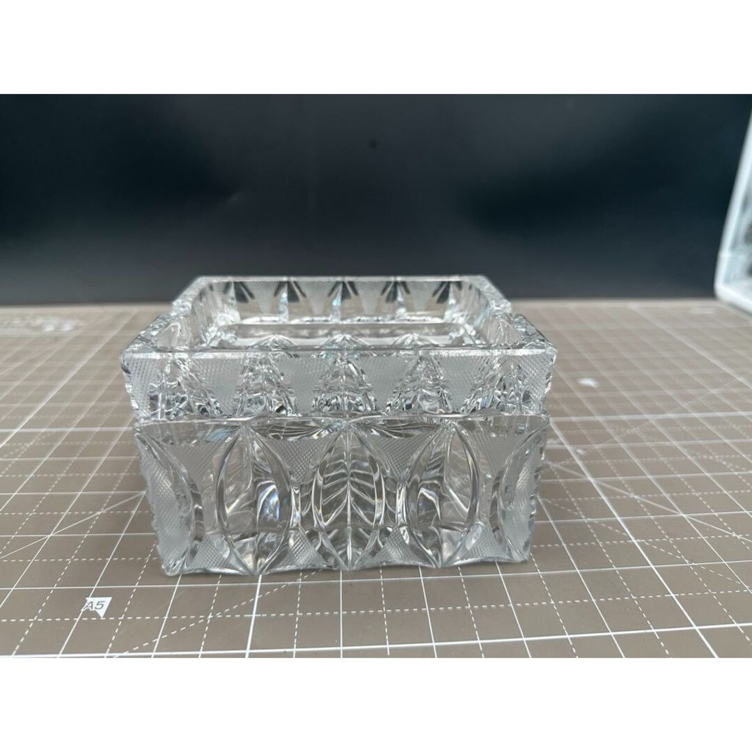Mid Century Modern Cut Glass Ashtray and Receptacle - Etsy
