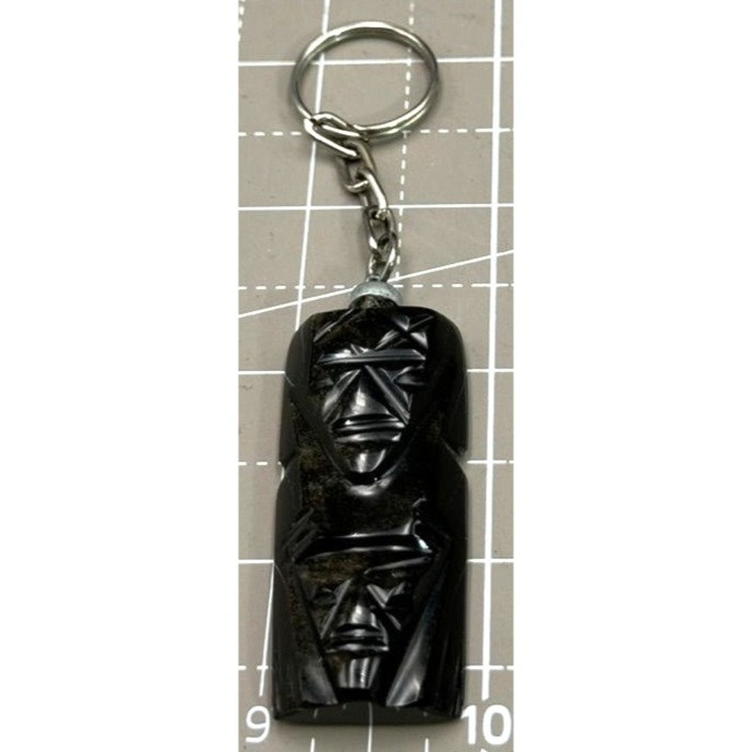 Carved Obsidian Aztec Mayan Tiki God Key Ring Pendant Figure - Etsy