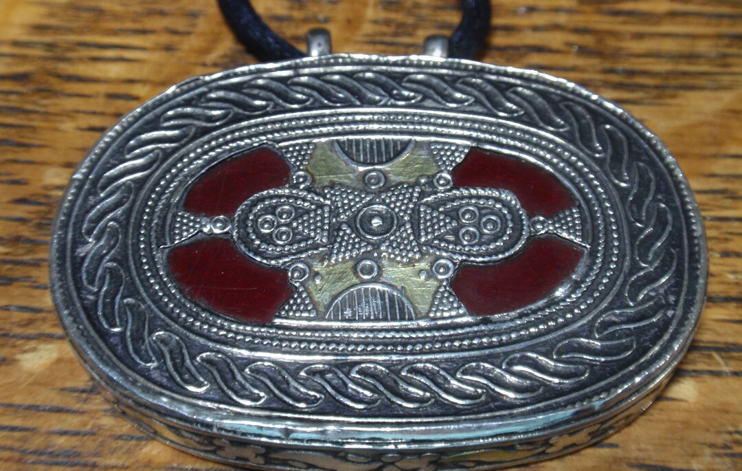 Scarce Mid Eastern Repousse Designed Pendant Silver (tested) and Gold ...