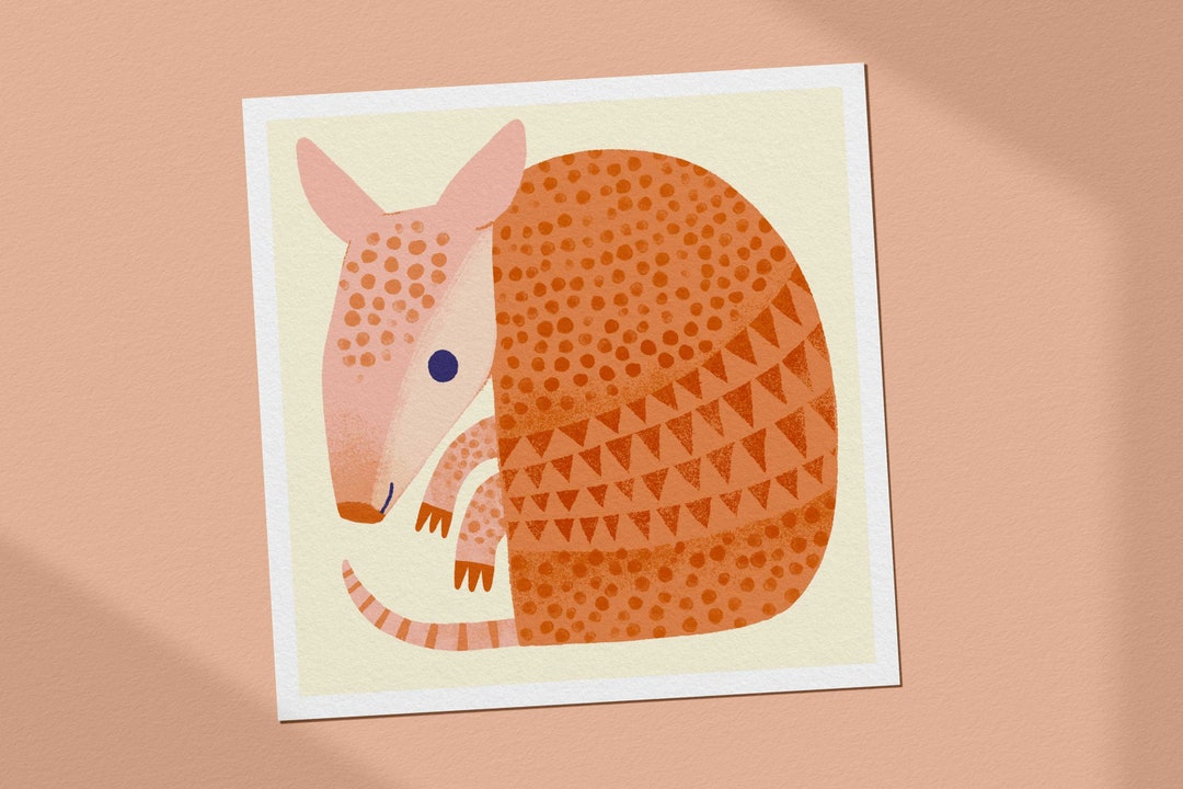 Armadillo - Block Animal Series - Illustrated Art Print - Wall Art ...