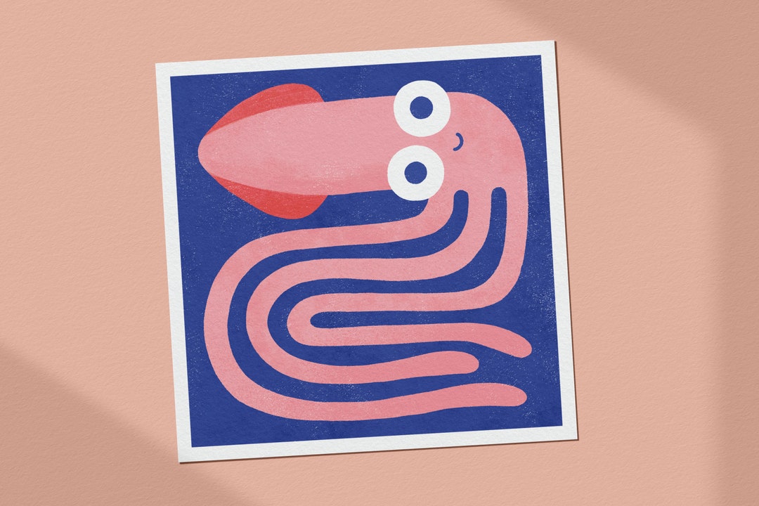 Squid - Block Animal Series - Illustrated Art Print - Wall Art - Taryn ...