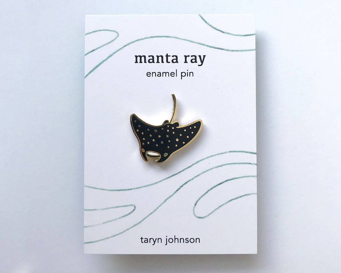 Enamel Pin Manta Ray Gold Hard Enamel Pin Taryn Johnson - Etsy