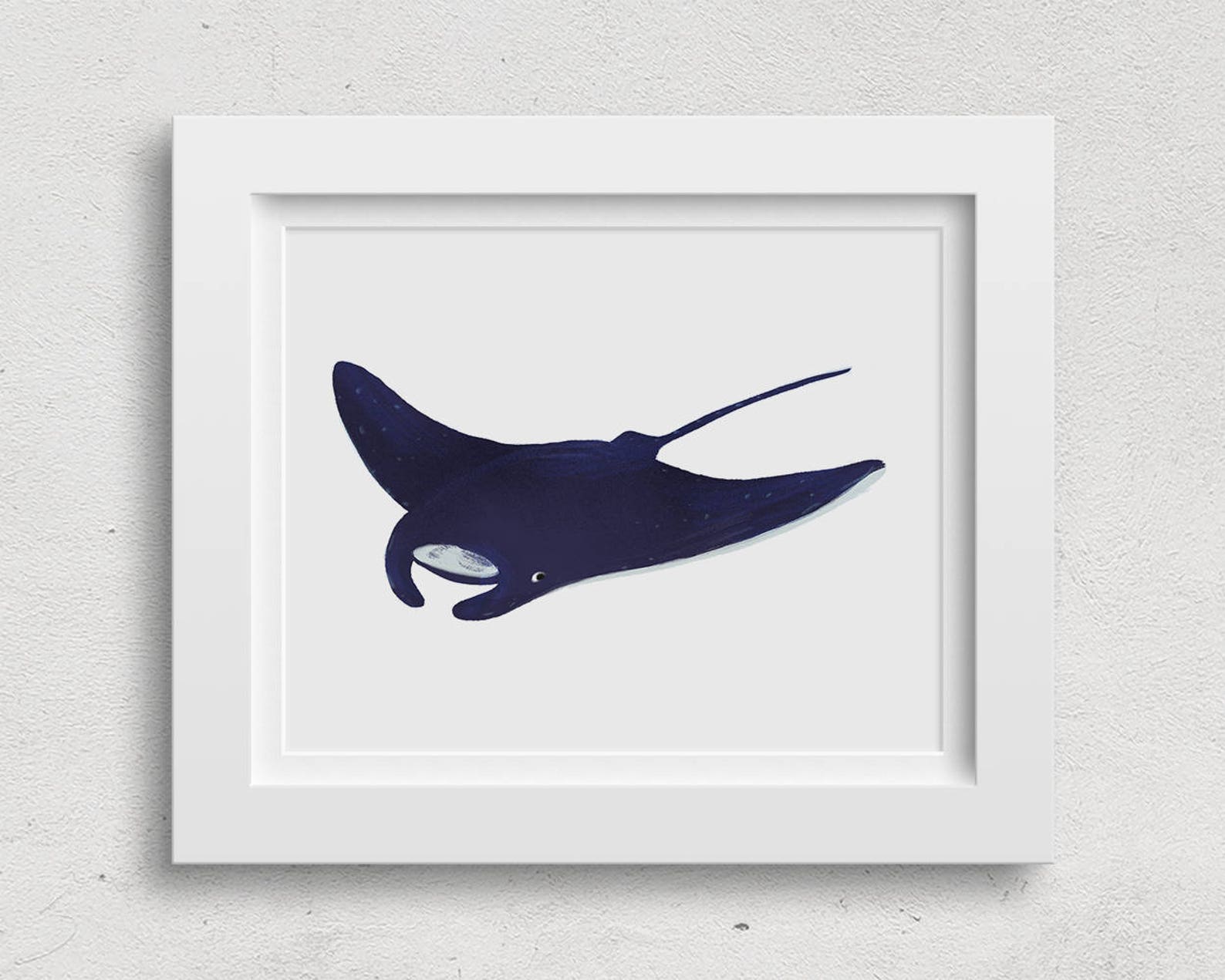 Art Print Illustration - Blue Manta Ray - Etsy