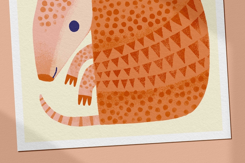 Armadillo Block Animal Series Illustrated Art Print Wall - Etsy