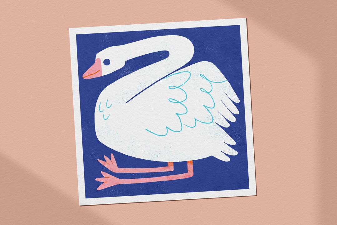 Swan - Block Animal Series - Illustrated Art Print - Wall Art - Taryn ...