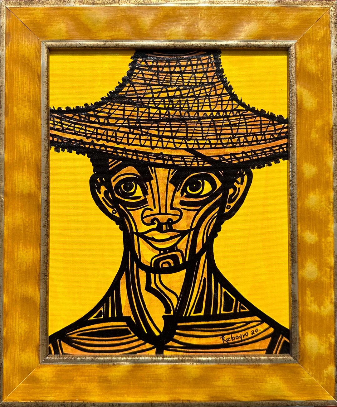 Portrait of Boy With Hat. Original Art. Muchacho Con Sombrero. Guajiro ...