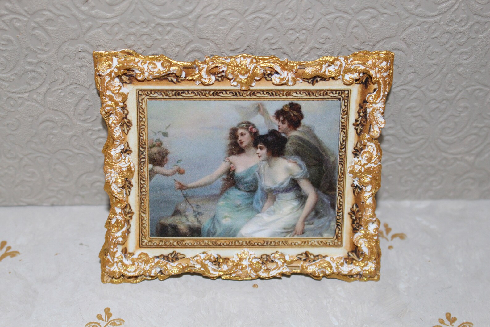 Miniature Picture Wall Plaque Woman Cherubs Miniature Wall - Etsy