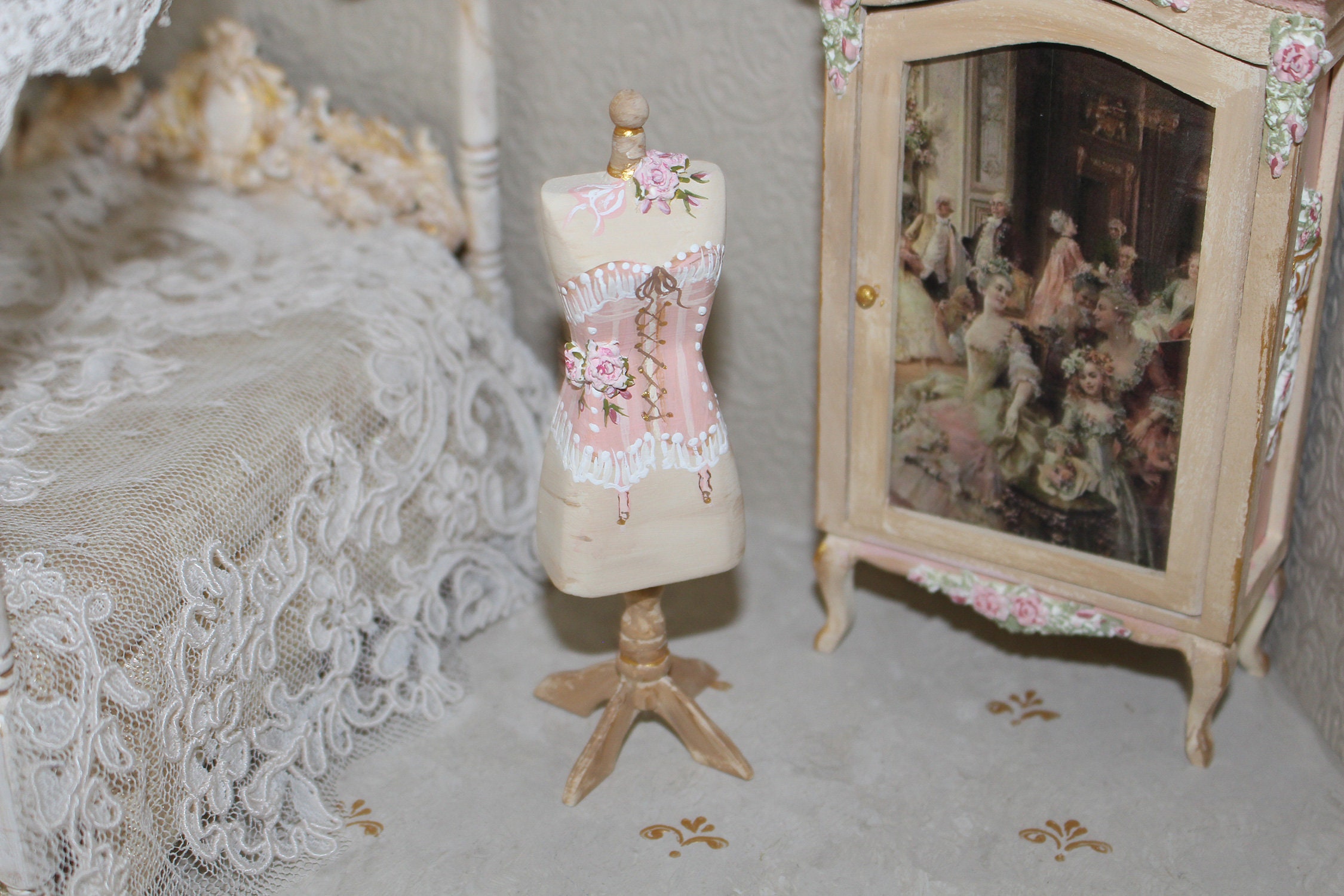 Miniature HAND-PAINTED Dress Form With Corset Display Bust | Etsy