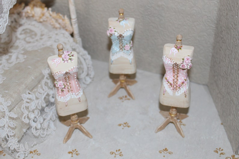 Miniature HAND-PAINTED Dress Form With Corset Display Bust | Etsy
