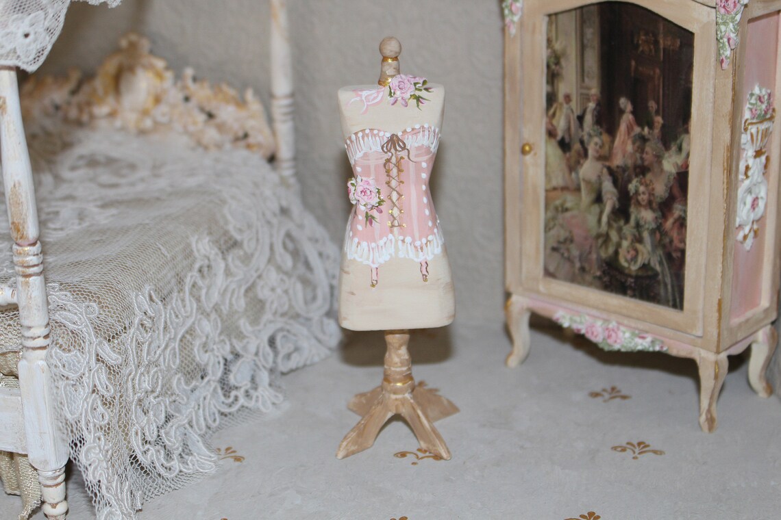 Miniature HAND-PAINTED Dress Form With Corset Display Bust | Etsy