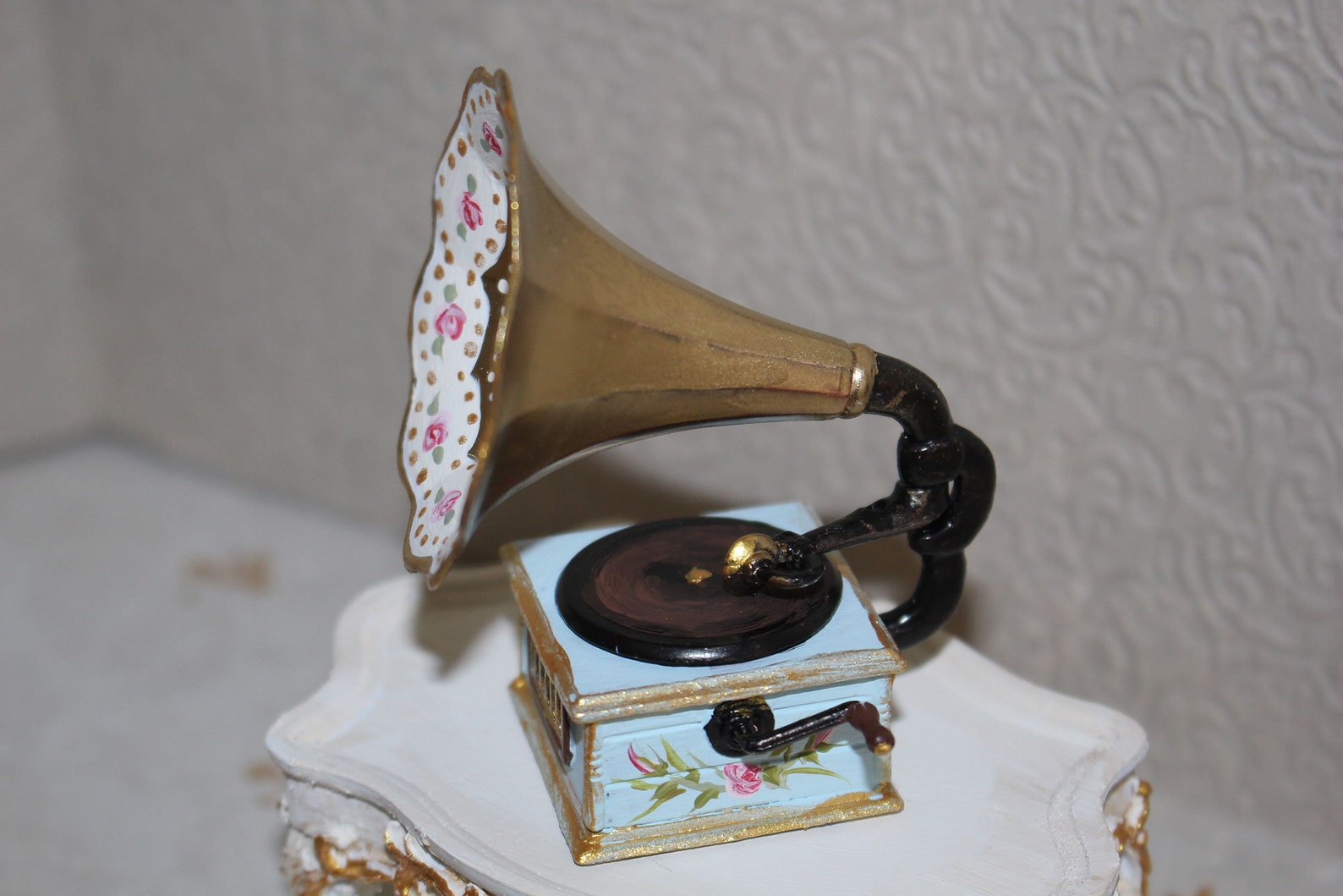 Miniature Gramophone Hand-painted Dollhouse Furniture | Etsy