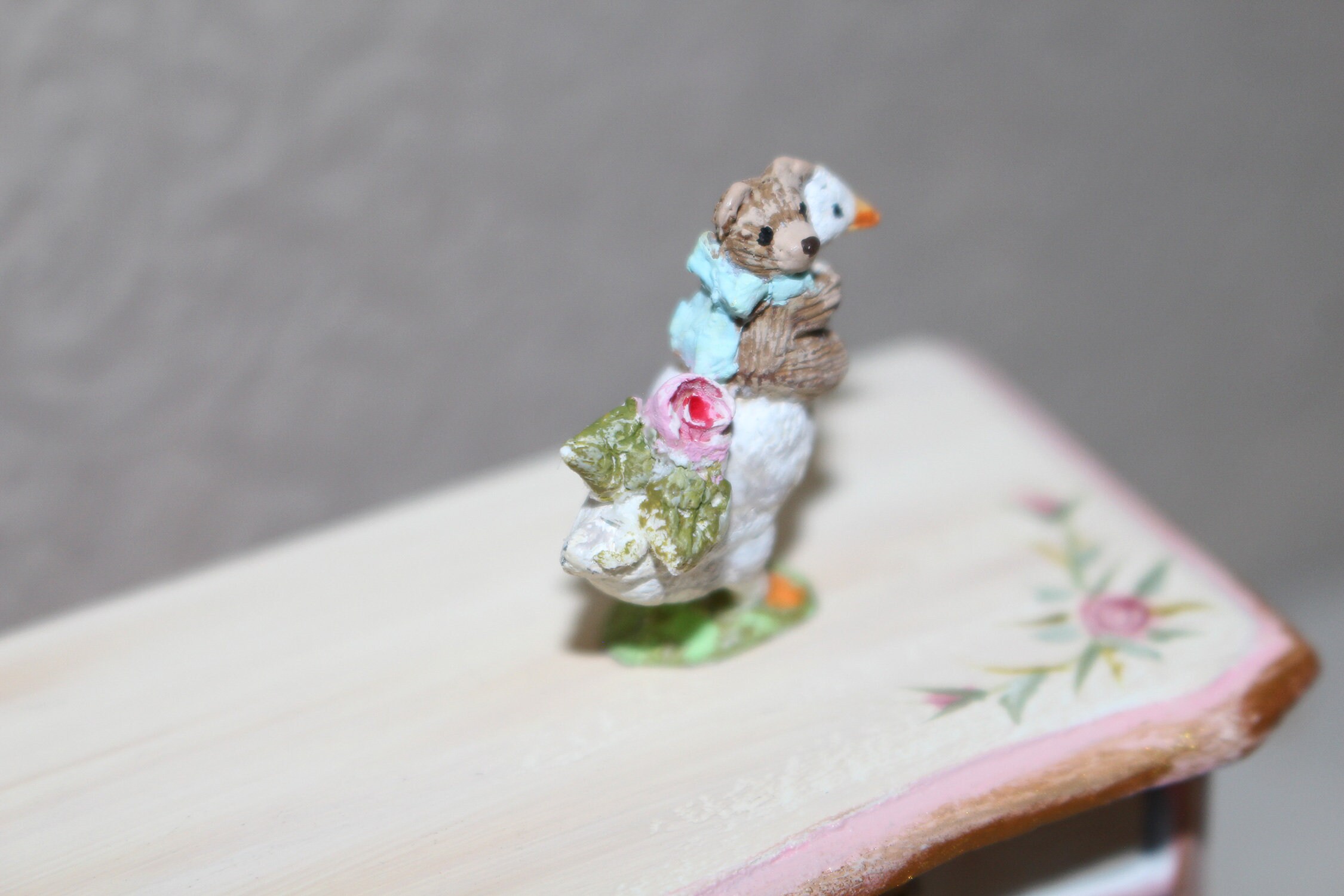 Miniature statue TINY MICRO Bear riding goose 1 | Etsy
