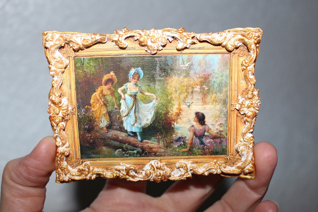 Dollhouse Furniture, Wall Plaque Woman, Miniature Picture, Painting ...