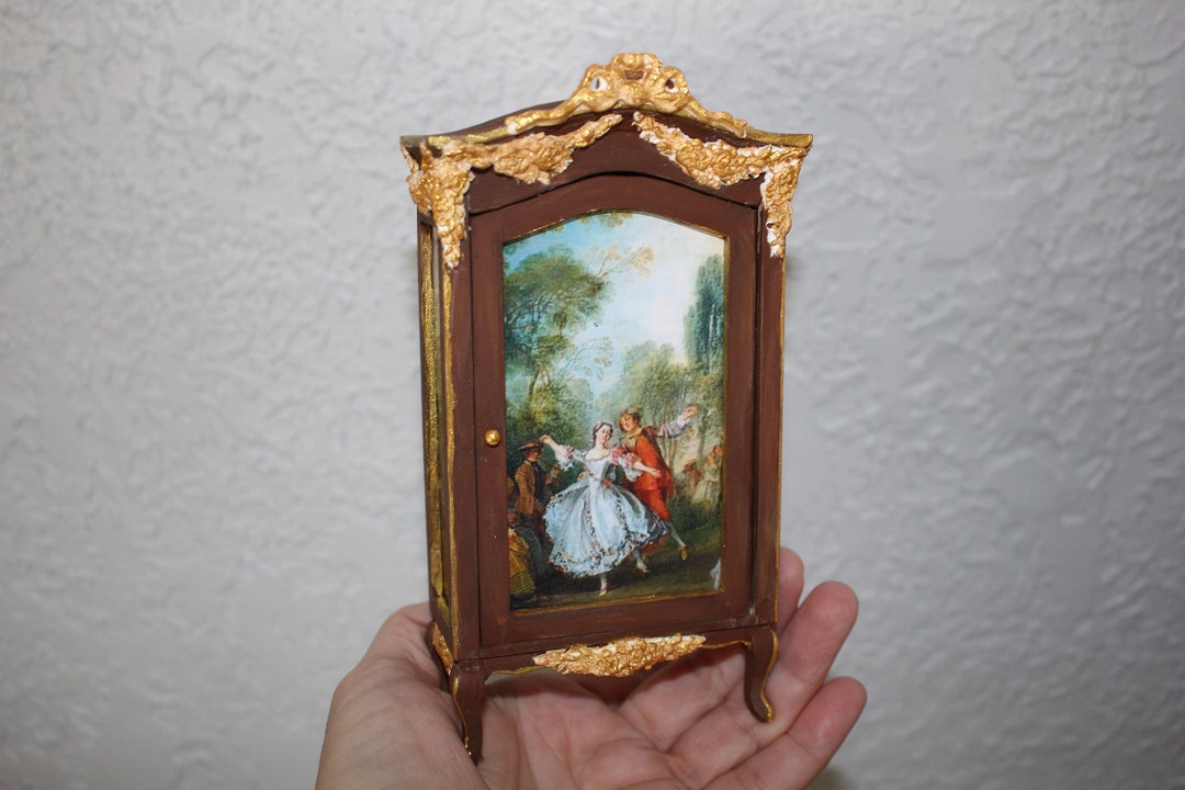 Miniature Cabinet, Dancing Couple, French Armoire, Bedroom PRINT & Hand ...