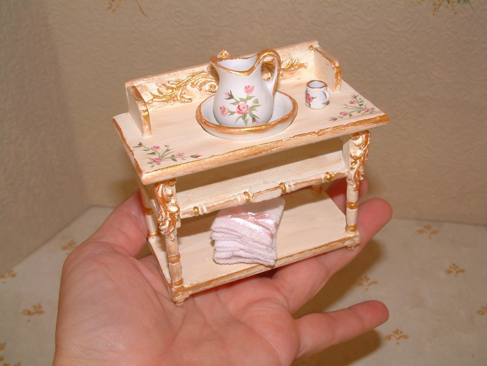 Miniature Wash Stand Bowl and Pitcher Hand-painted French - Etsy